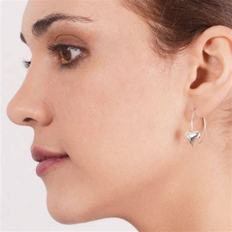 Heart Hoop Earrings In Shiny Sterling Silver By The London Earring Company