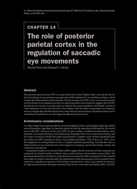 pdf chapter 14 the role of posterior parietal cortex in the brain