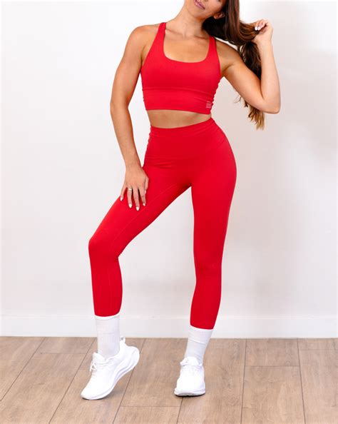 Shakti Set Red Gym Set Bra And Leggings Kosha Fit
