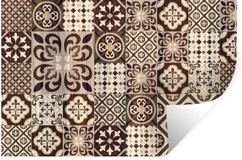 Muurstickers Sticker Folie Retro Patronen Bruin Bloemen