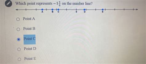 solved which point represents 1 5 6 on the number line point a point