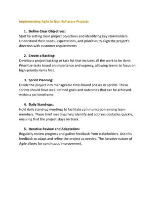 Implementing Agile In Non Software Projects Pdf