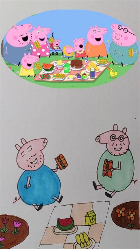 小猪佩奇简笔画一家四口人吃饭简单又好看（10张）简笔画图片大全