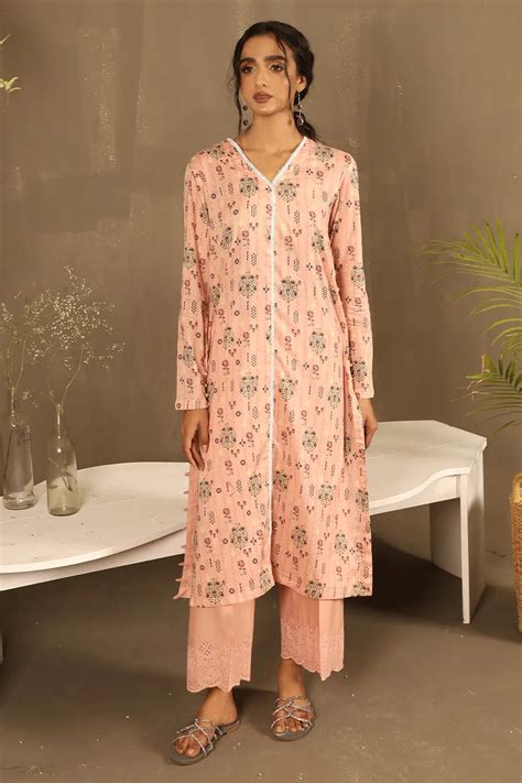 2 Piece Printed Lawn Shirt With Embroidered Trouser 7639 Rashid Tex