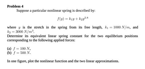 Solved Problem 4 Suppose A Particular Nonlinear Spring Is