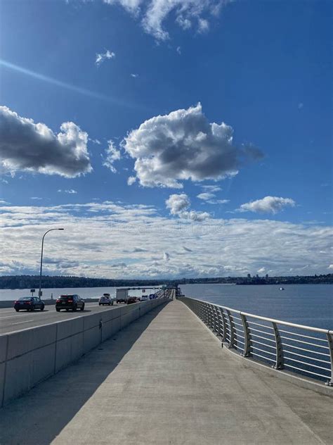 World`s Longest Floating Bridge Joining Seattle And Bellevue Editorial
