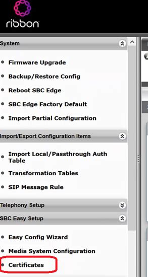 Installing A Certificate With Its Private Key On Ribbon Sbc Sbc Sbc Swe Lite