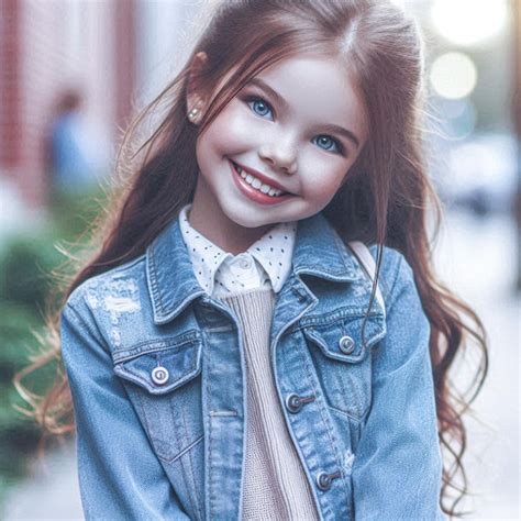 Joyful And Beautiful Happy Small Girl Premium Ai Generated Image