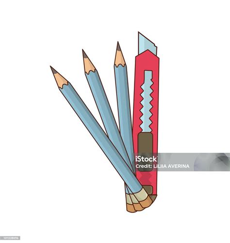 Pensil Untuk Menggambar Dan Pisau Alat Tulis Peralatan Seniman