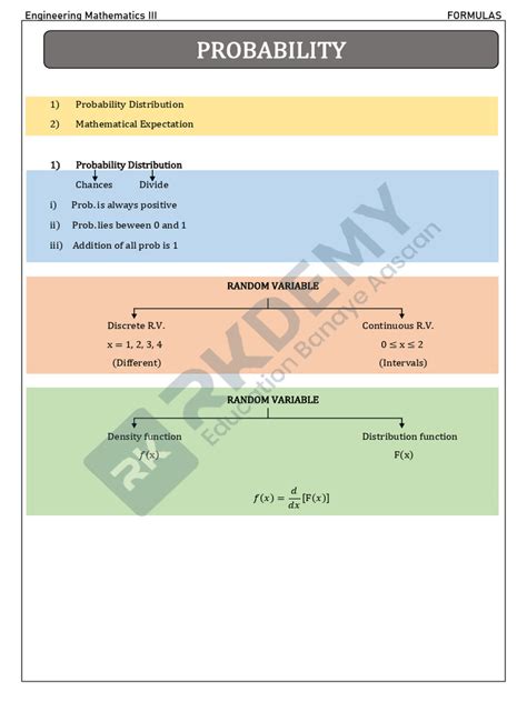Probability M Iii Formulas Watermark Pdf Probability