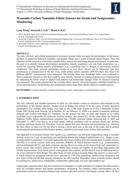 Pdf Wearable Carbon Nanotube Fabric Sensors For Strain And Papers