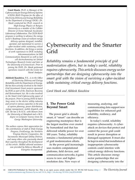 Pdf Cybersecurity And The Smarter Grid