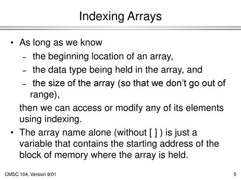 Arrays Part 2 Of 2 Topics Array Names Hold Address How Indexing Works
