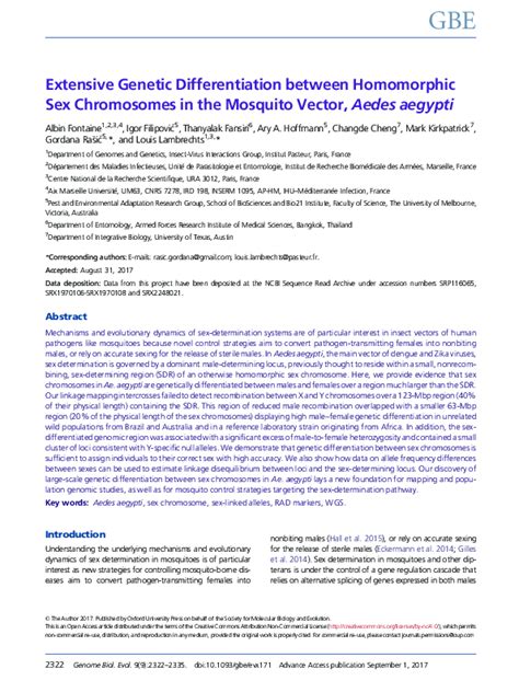 Pdf Extensive Genetic Differentiation Between Homomorphic Sex