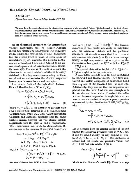 Pdf The Falicov Kimball Model At Atomic Limit