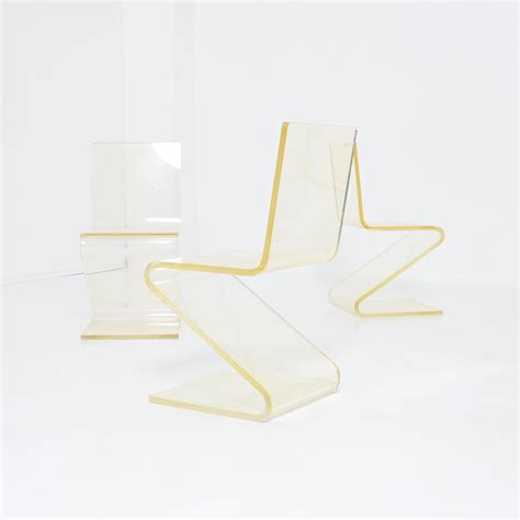 Set Of 4 Plexiglass Zig Zag Chairs For Sale At 1stdibs