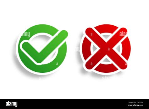 Circular Check Mark And Cross Bullet Point Button Stock Vector Image