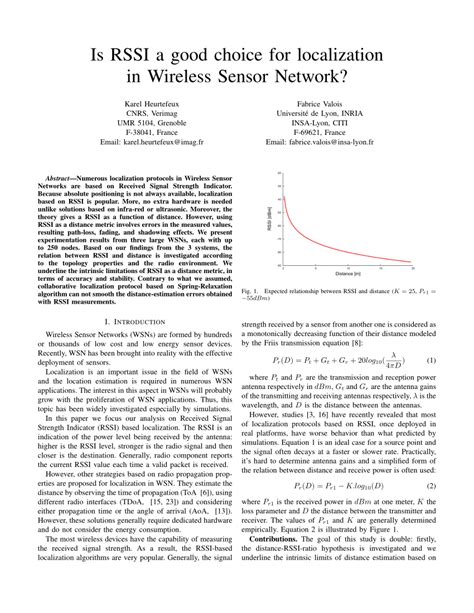 Pdf Is Rssi A Good Choice For Localization In Wireless Sensor Network