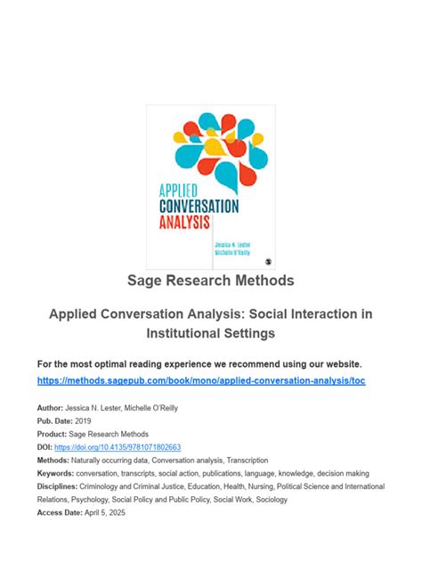 Applied Conversation Analysis Pdf Social Constructionism Science