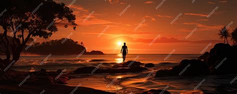 Premium Ai Image Romantic Couple On Sunset Beach