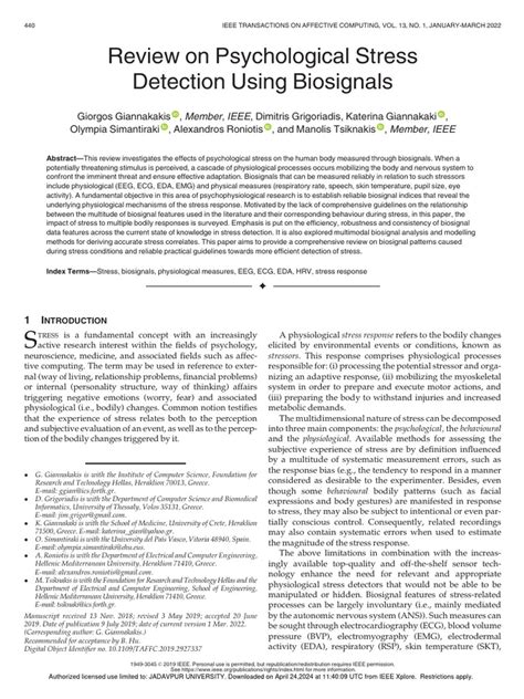 Review On Psychological Stress Detection Using Biosignals
