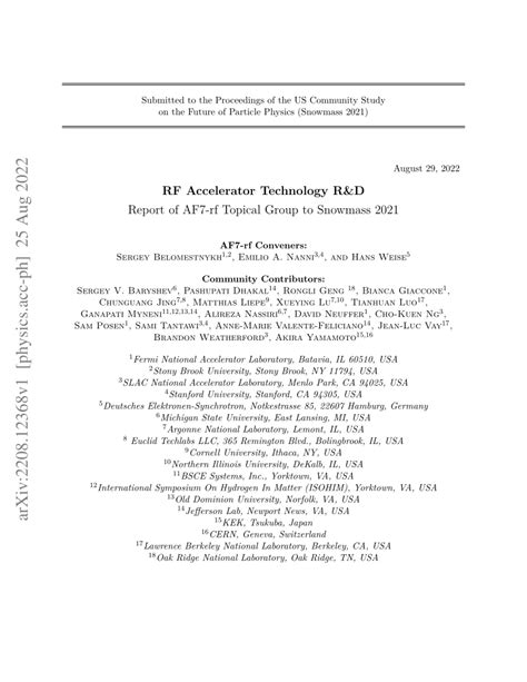 Pdf Rf Accelerator Technology Randd Report Of Af7 Rf Topical Group To