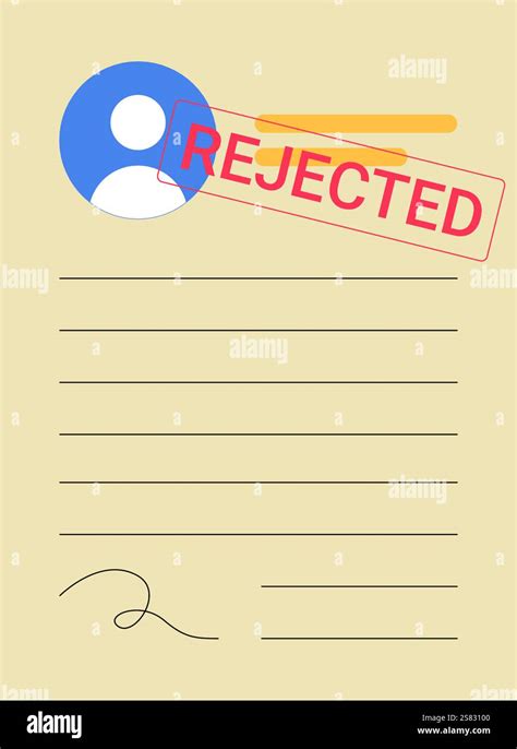 Rejected Job Application Form In Flat Vector Illustration Symbolizing