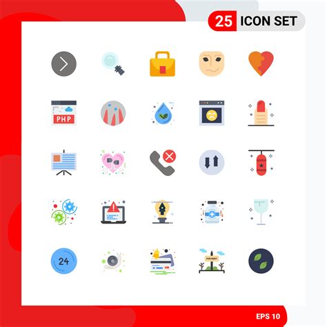 25 User Interface Flat Color Pack Of Modern Signs And Symbols Of Love Mask Bag Face Cheerful