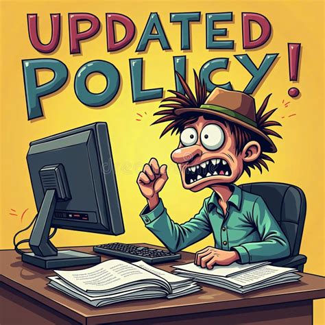 Computer Cartoon Sign Business Policy Update Internet Rule Formal