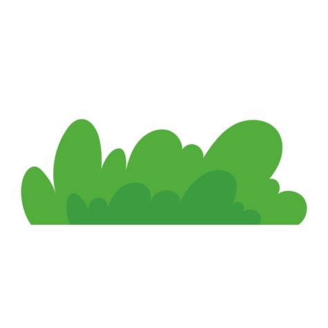 Natural Green Grass Bushes Decorate Environmental Ecology Cartoon Scene