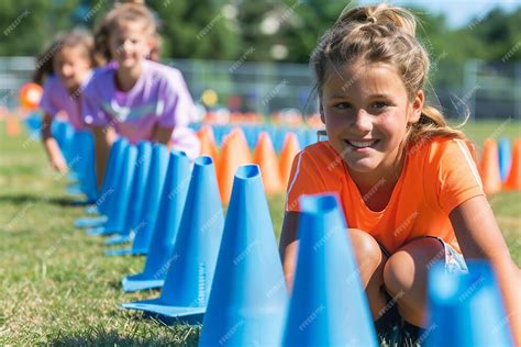 Premium Photo Photo Of Agility Cones For Girls