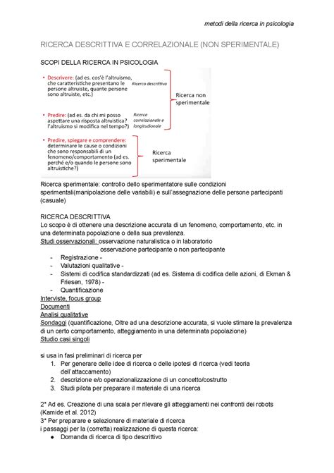 Metodi Della Ricerca In Psicologia Ricerca Descrittiva E