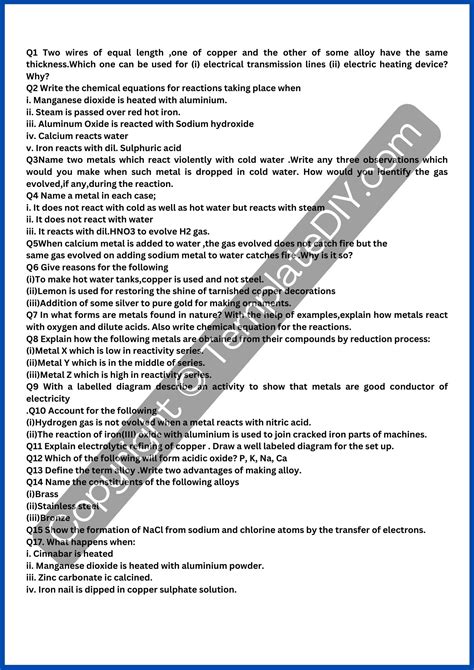 10th Grade Chemistry Worksheets Printable Template Pdf Word