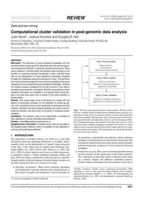 Pdf Bioinformatics Computational Cluster Validation In Post Genomic Data Analysis