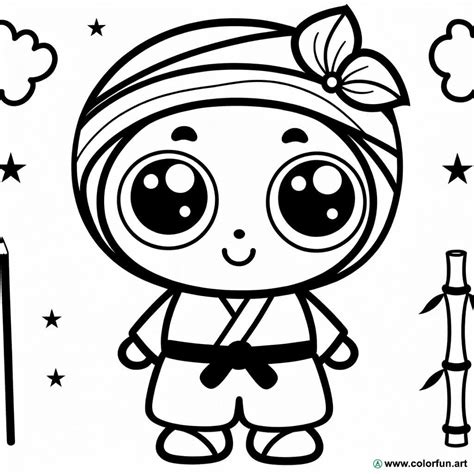 Dibujo Para Colorear De Un Ninja Kawaii Descargar O Imprimir De Forma Gratuita