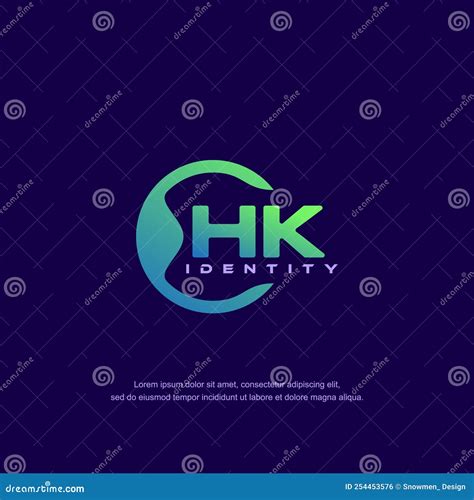 Hk Initial Letter Circular Line Logo Template Vector With Gradient Color Blend Stock Vector