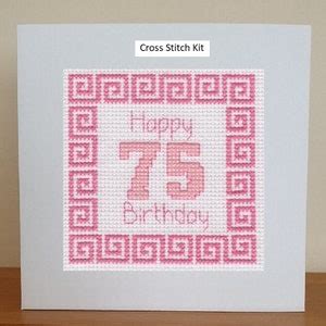 75th Birthday Card Cross Stitch Kit Etsy UK