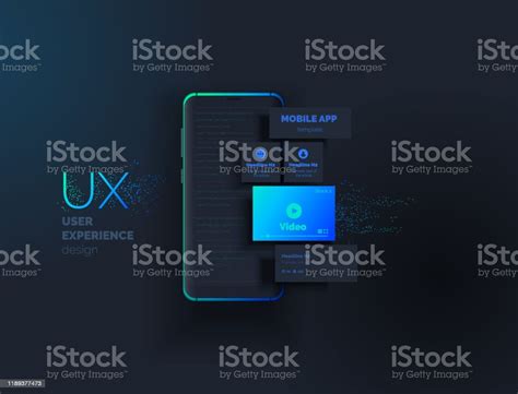 모바일 앱 모바일 응용 프로그램 만들기 별도의 블록으로 만든 웹 페이지입니다 사용자 환경 사용자 인터페이스 계층별 모바일 응용 프로그램의 레이아웃입니다 현대 벡터 그림입니다