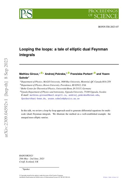 Pdf Looping The Loops A Tale Of Elliptic Dual Feynman Integrals