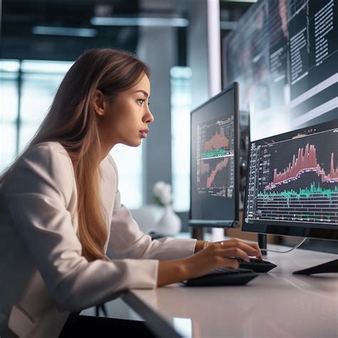 Premium Photo Woman Working On Computer Doing Big Data Analysis