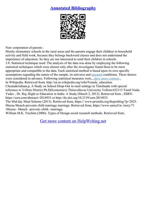 Annotated Bibliography Essay Example PDF