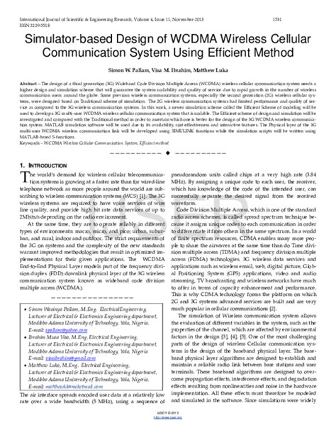 Pdf Simulator Based Design Of Wcdma Wireless Cellular Communication