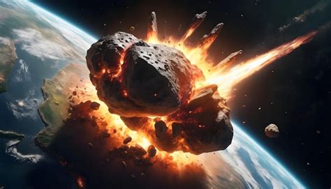 Premium Photo Asteroid Hitting Earth Illustration