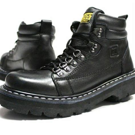 Jual Sepatu Safety Boots Pria Black Master Full Kulit Asli Terlaris