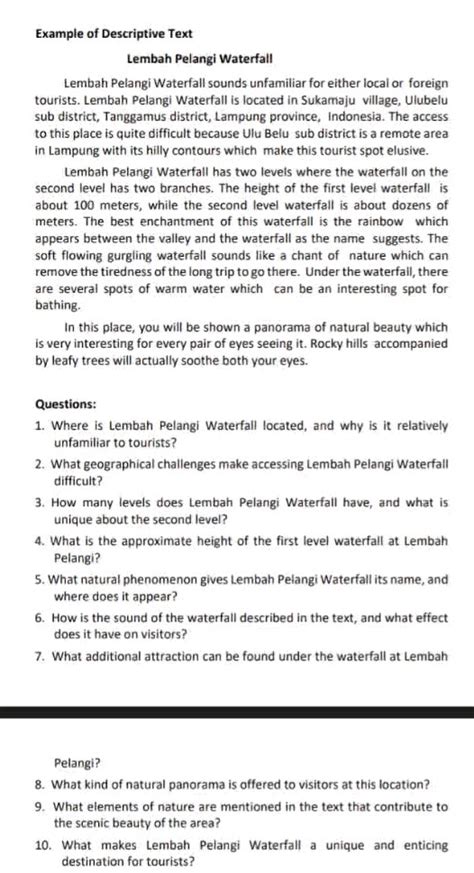 Example Of Descriptive Text Lembah Pelangi Studyx