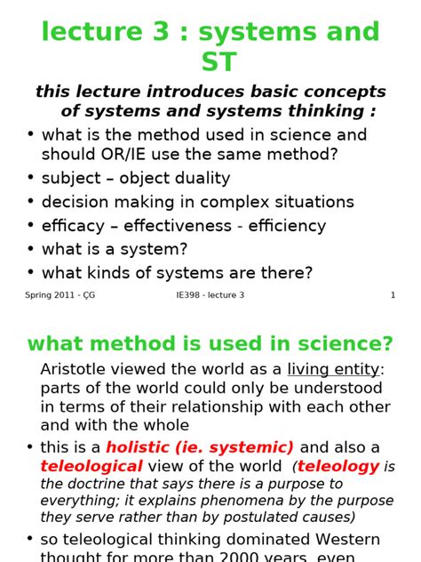 Lecture 3 2011 Pdf System Reductionism