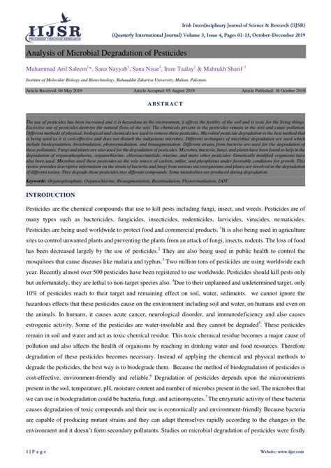 Pdf Analysis Of Microbial Degradation Of Pesticides