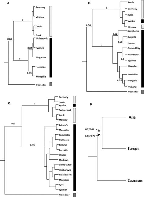 Multilocus Beast Population Trees Ac And Species Tree D Analyses