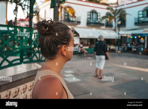 Young Woman Visiting Pintoresque Villages From Gran Canaria Canary