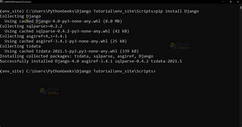 django installation and environment setup python geeks